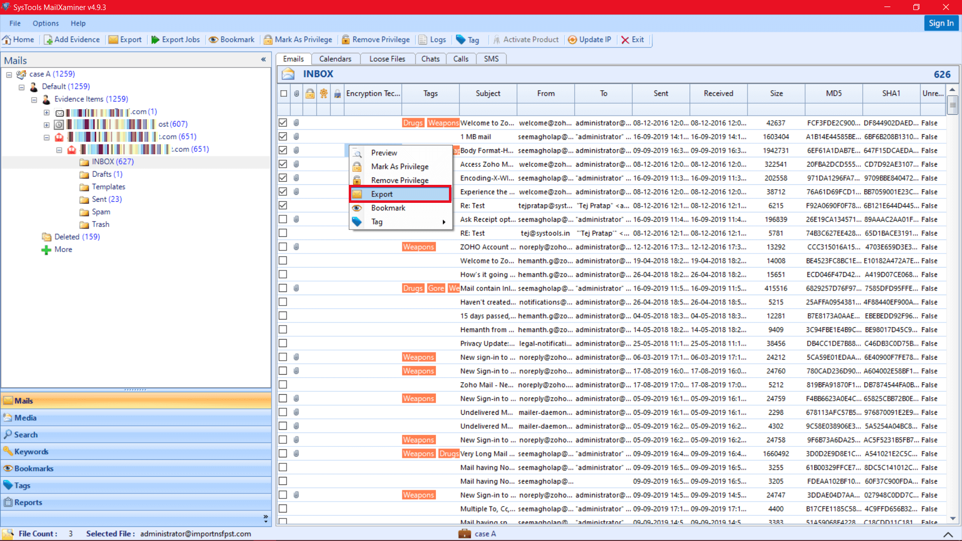 Zoho Mail Forensics - Analysis of Email Header & Mailbox Database