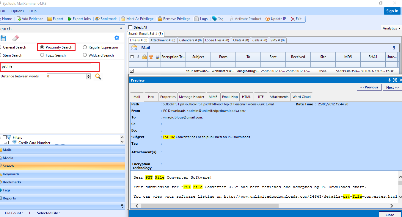 Perform Forensic Search Methods - Proximity, Fuzzy & Stem Search