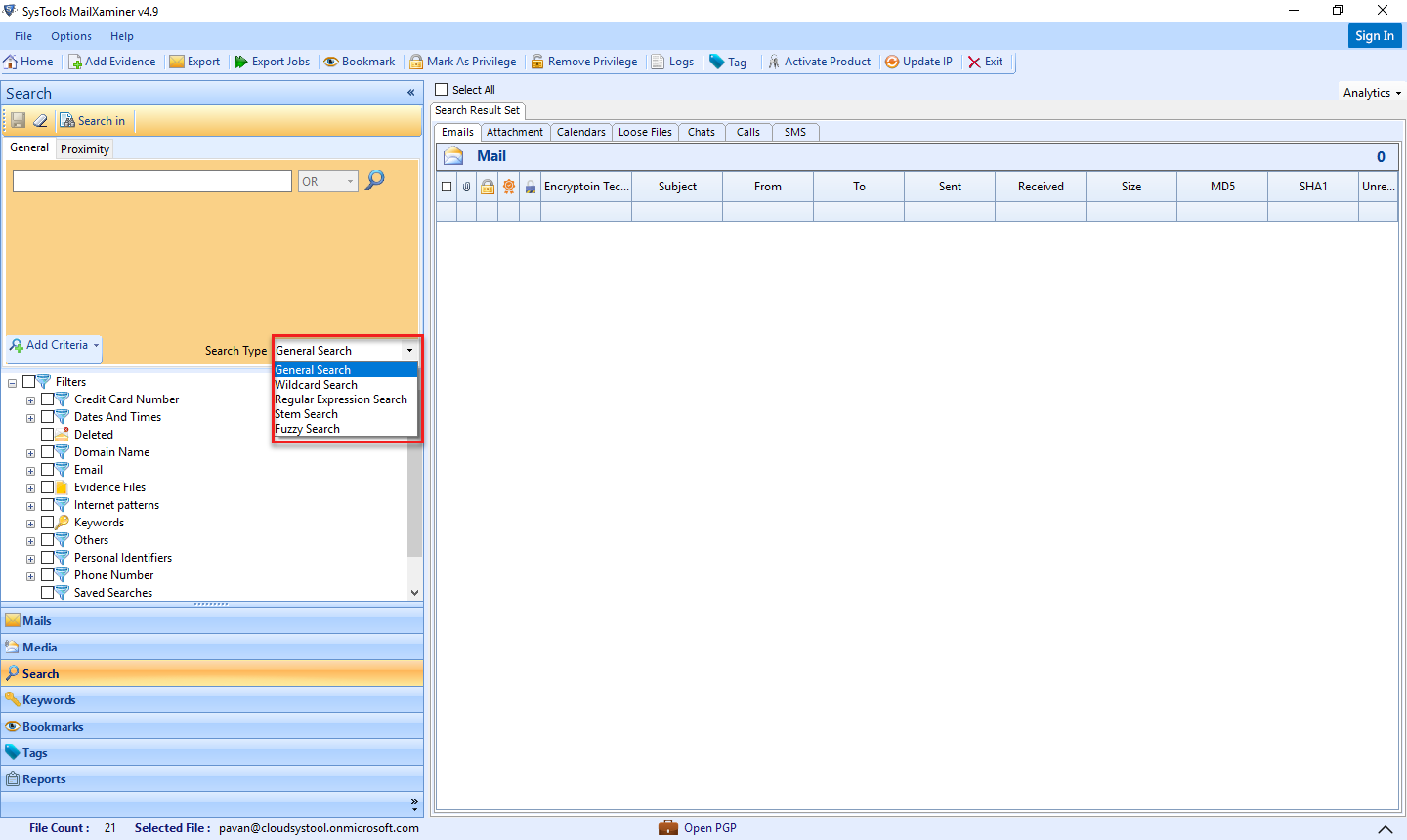 eDiscovery Search in Office 365 Mailbox for Extract Evidence