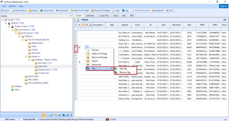 Do Proper Tagging and Labeling of Evidence in Emails with MailXaminer