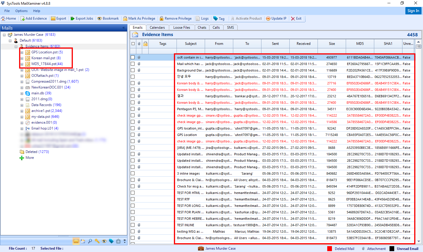 Outlook PST File Analyzer to Trace Evidences from Emails